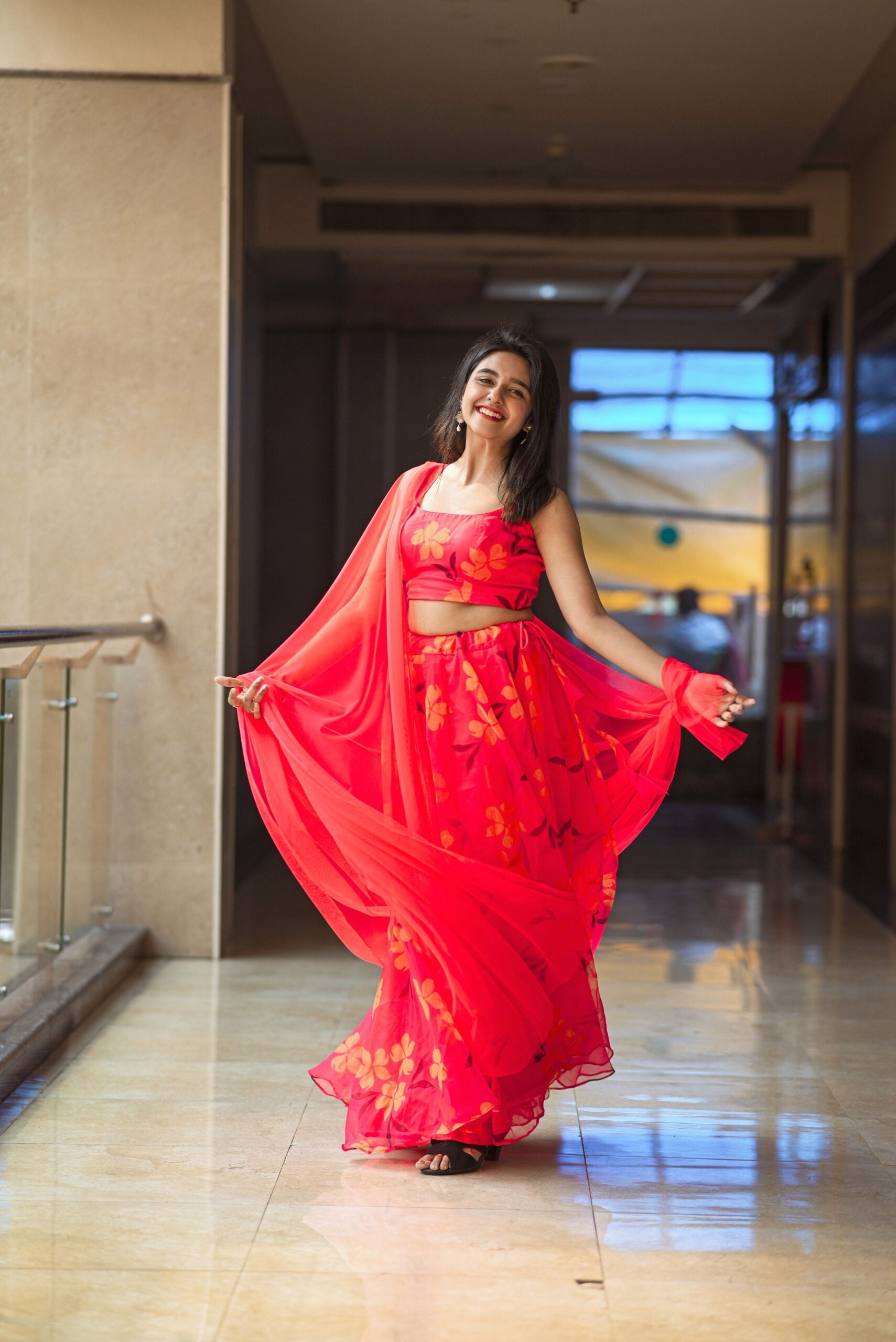 Festive Floral Organza Light Lehenga Set – myGondrila